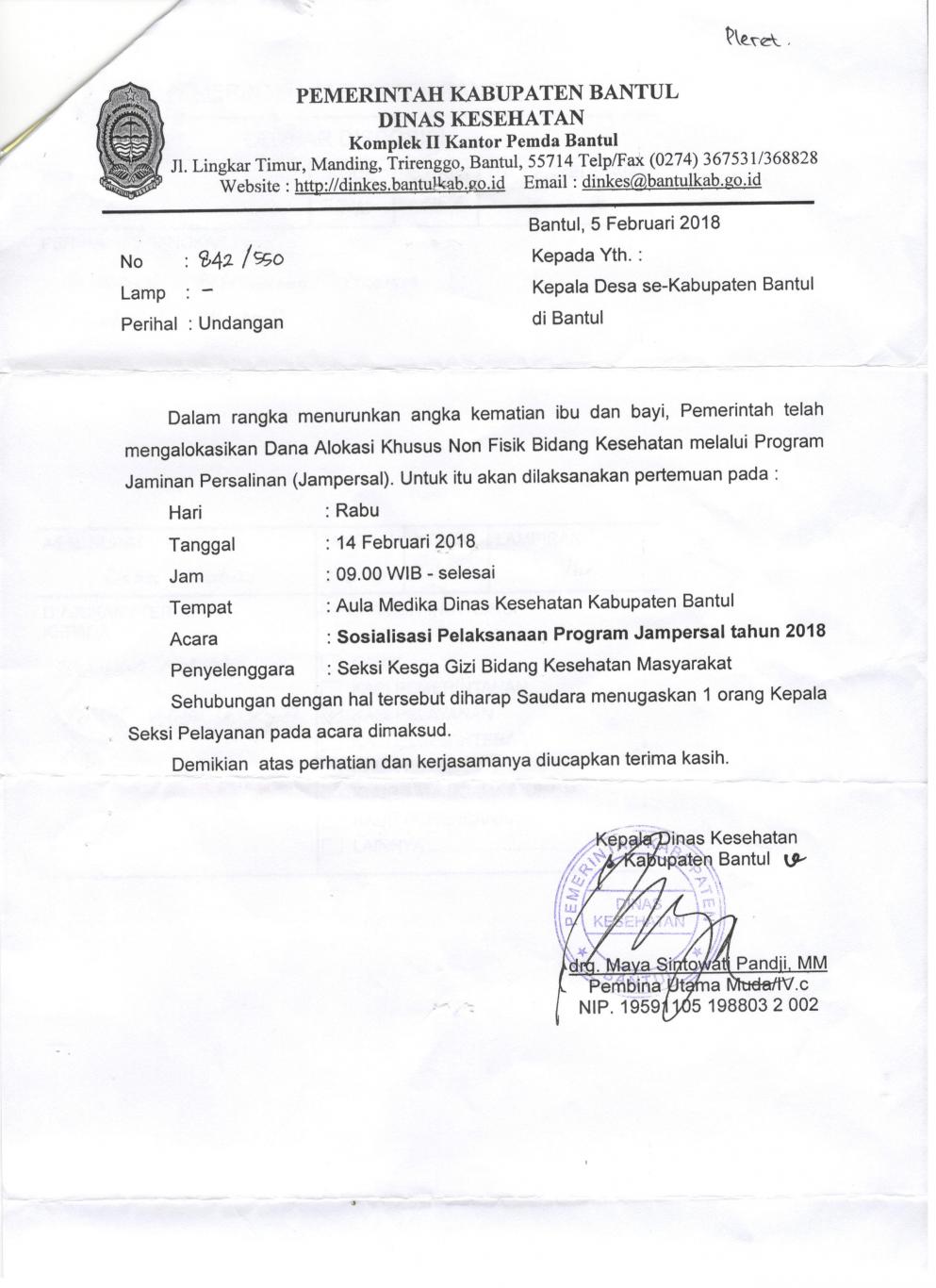 Sosialisasi Pelaksanaan Program Jampersal Tahun 2018 - Kalurahan Pleret